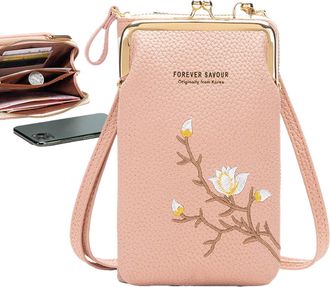 Generico Mini-Passhülle mit Reißverschluss, Schnellzugriffsfach, abnehmbarer Telefonhalter, Schultergurt, schlanker Organizer für Reisen