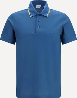 Burberry Cotton Polo with Check trims Male XL