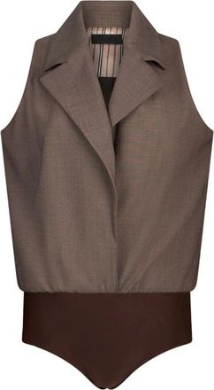 Liu Jo Femme, Tops, Brun, Taille: 42 FR Body &agrave; gilet en tissu m&eacute;lang&eacute;