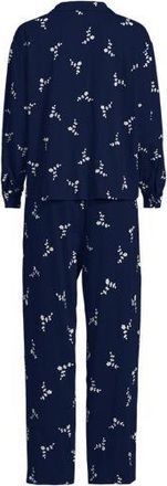 Lands End Besticktes Pyjama Set aus Baumwoll-Jersey, Damen, Gr&ouml;&szlig;e:48-50 regular, Blau, Baumwolle, by Lands End