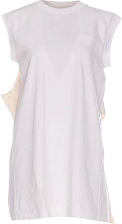 sacai robe courte &agrave; coutures contrastantes - Blanc