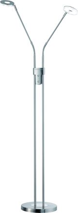 Fischer & Honsel Stehleuchte Dent, 2x LED 6 Watt, Matt, Nickelfarben, 3 Stufen CCT, Stufenlos Dimmbar, Flexarme, 40108, 25x25x150cm (LxBxH), 1600 Lumen, 2700K/ 3350K/ 