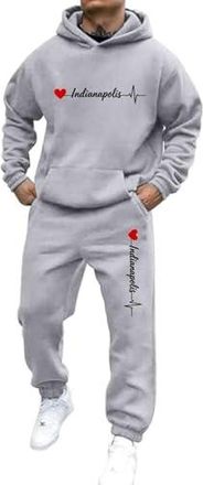Generic Surv&ecirc;tement pour homme avec imprim&eacute; lettres, sweat &agrave; capuche, jambe droite, ensemble de jogging athl&eacute;tique, haut de jogging, pantalon de sport, v&ecirc;teme