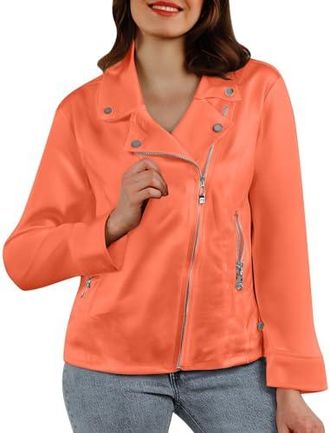 Generic 2026 Vestes pour femmes, veste de moto, style classique asym&eacute;trique, fermeture &eacute;clair, ceintures &agrave; boucle, plusieurs poches, RD2., XXL