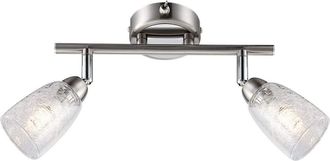 Globo Lighting Deckenlampe Deckenleuchte Spotlampe Spotleuchte Wohnzimmerlampe, 2 Flammig Spots beweglich, Chrom Nickel matt silber, 2x G9 3W 300Lm warmweiß, LxBxH 2