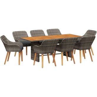 vidaXL Ensemble de salle &agrave; manger pour jardin 9 pcs Gris et marron vidaXL