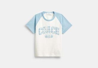 Coach Gingham Sportliches T-Shirt Aus Biobaumwolle Mit Raglan&auml;rmeln