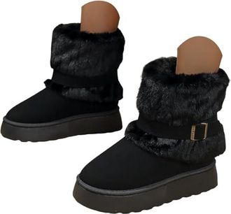 Generic Bottes dhiver pour femme 2025, antidérapantes, confortables, antidérapantes, décontractées, à bout rond, bottes courtes chaudes, bottines de neige à e