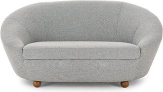 Looks by Wolfgang Joop LOOKS by Wolfgang Joop, Looks IV Designer Sofa, 2 Sitzer mit Kugelfüßen, 178x114x82 cm (BxTxH), 2er Couch in hellblau-grau