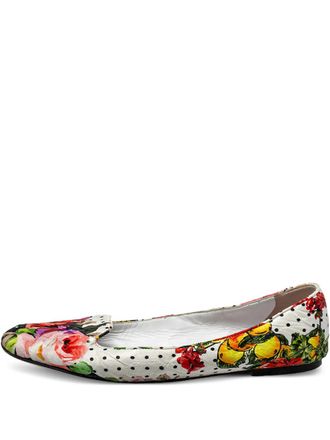 Dolce & Gabbana ballerines à fleurs - Blanc
