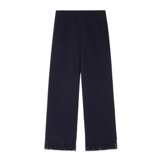 Alanui Pantalon Large en Maille avec D&eacute;tail Frang&eacute; - Femme - Pantalons - Bleu - Taille: 40 FR