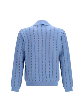 Fendi Mens Trompe-Loeil Selleria Knit Sweater Jeans+tabacco Cotton