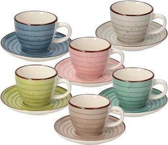 Tognana Urban Paste, Packung mit 6 Kaffeetassen mit Teller, Keramik