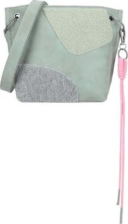 Fritzi Aus Preu&szlig;en Fritzi03 Limited Happy Flocked Vintage Soft Salbei Crossbody Sac bandouli&egrave;re similicuir Femme Sac &agrave; bandouli&egrave;re Festival Ville vegan smile floqu&eacute; 22,5