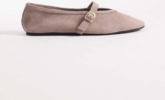 Asos Lively - Mary-Jane-Ballerinas aus hochwertigem Wildleder in Zartrosa