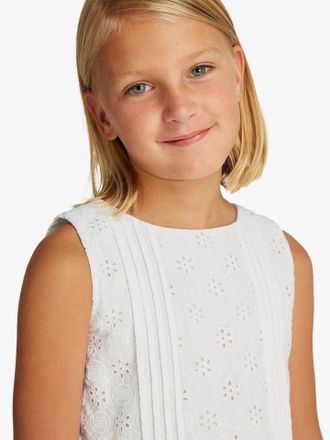 Tommy Hilfiger Sommerkleid EMBROIDERED COTTON DRESS SLVLS mit zarter Lochstickerei, mit Biesen