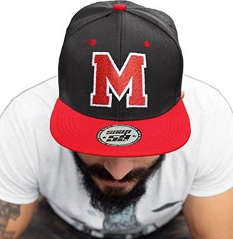 4sold ABC Letter ABC Casquette Snapback en Rouge/Blanc avec Les Lettres A à Z (M)