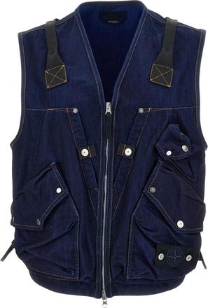 Stone Island Homme, Vestes, Bleu, Taille: M Light Denim Vest