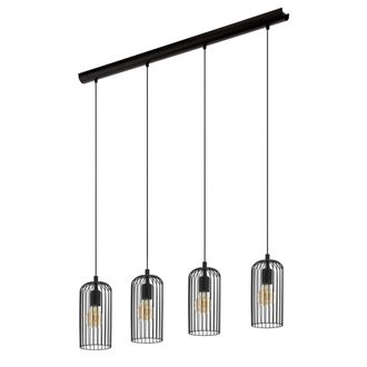 Eglo H&auml;ngelampe Roccamena, 4-flammige Pendelleuchte &uuml;ber Esstisch, Esszimmerlampe aus Metall in Schwarz, H&auml;ngeleuchte Industrial, E27 Fassung, 73 cm