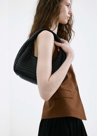 Mango Sac port&eacute; &eacute;paule tress&eacute; noir - Femme - Taille unique - MANGO