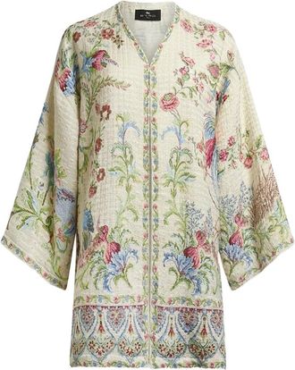 Etro Femme, Blouses et Chemises, Multicolore, Taille: ONE Size Kesa en m&eacute;lange de coton &agrave; motif flore et faune avec effet panier