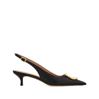 Ferragamo Schwarzer Kitten-Absatz mit Goldfarbener Schnalle - - Shoes - Damen - Schwarzk - 39 EU