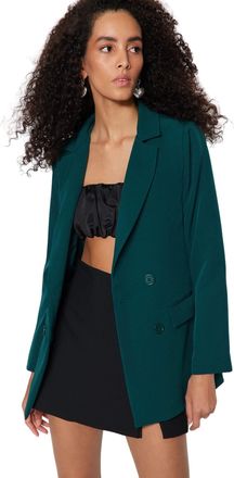 Trendyol Petrol Regular Lined Button Detailliert Woven Blazer Jacket TWOAW21CE0264