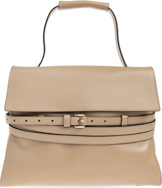 Moschino Femme, Sacs, Beige, Taille: ONE Size Sac &agrave; main en cuir avec ceinture