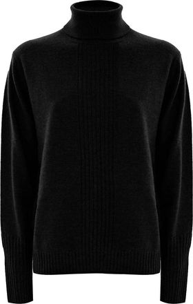 Kocca Femme, Pulls, Noir, Taille: 44 FR Pull Chic &agrave; Col Roul&eacute; et Nervures Centrales