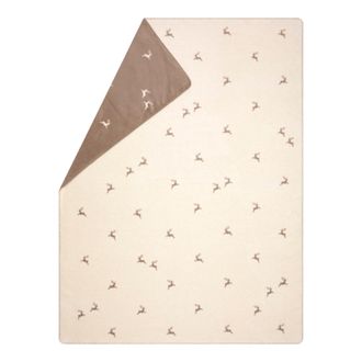 David Fussenegger Kuscheldecke Hirsch Allover 150x200cm Flauschige Sofadecke aus Recycling-Baumwolle nachhaltig produziert &Ouml;koTex100 GRS Made in Austria Farbe Rohwei&szlig;