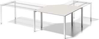 Bisley Cito Verkettungsplatte, 650-850 mm höheneinstellbares U-Gestell, 5-Eck, Anschlußbreite 800 mm beidseitig, Metall, Gw396 Dekor Grauweiß, Gestell Verkeh