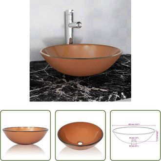 vidaXL vidaXL Waschbecken Kupferfarben - Waschbecken Hartglas 42 cm braun