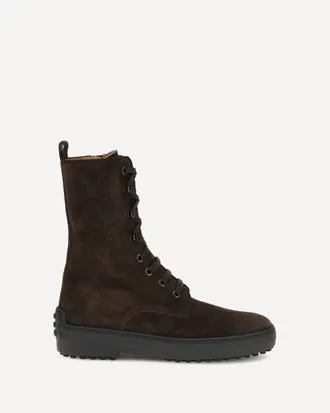 Tod's Winter Gommino suede leather lace-up ankle Boots Female 38.5