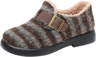 Generic Femme Mocassins dhiver en Peluche Rétro Chaussures De Marche Doublure Polaire Polaire Chaude Plates Semelle Antidérapante Doux Confortables Légères Au
