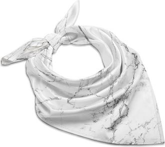 Generic Écharpe carrée en soie noire et blanche en marbre - Écharpe légère - Écharpe géométrique pour cheveux - Respirant - Cadeau pour femme et homme, multic