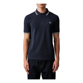 Fred Perry Polo &agrave; double liser&eacute; - Homme - Tops - Bleu - Taille: S