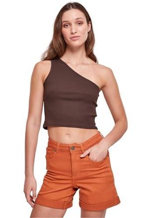 Urban Classics Ladies Cropped Asymmetric Top Femme Top Marron XS