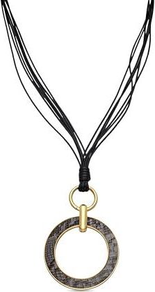 Luxenter Collar de Cuero Negro acabado en oro amarillo de 18K - Phiae