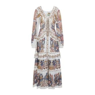 Farm Rio Farm Rio, Femme, Robes, Multicolore, Taille: 38 FR Sea Garden Ruffled Maxi Dress