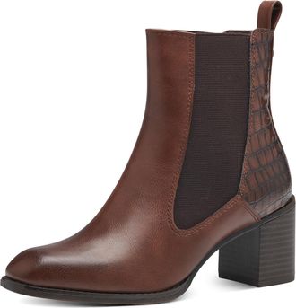 Marco Tozzi Damen Chelsea Boots aus Kunstleder mit Absatz, Braun (Chestnut Comb), 37