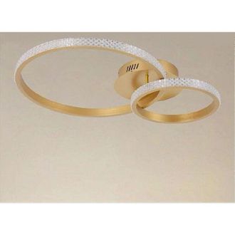 Trade Shop Plafoniera Led 48 W 2 Cerchi Effetto Cristallo Con Telecomando Moderno Oro 31791