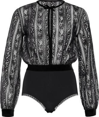 Eres Voltige Body aus Samt mit Spitzeneinsatz - Schwarz