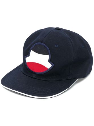 Moncler casquette &agrave; patch logo - Bleu