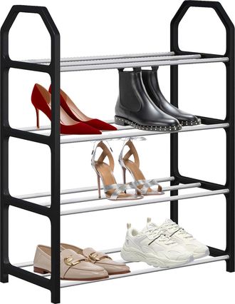 Generic Schuhregale mit 4 Etagen - Vertikales Organisationsregal, langlebige Metallrahmen, ger&auml;umiger Stauraum, kompakter Platzsparend | Schuhorganisator mit 