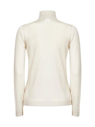 Blanca Vita Womens Turtleneck Sweater Beige Virgin Wool