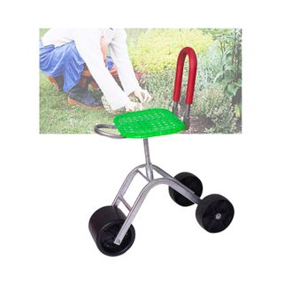 Generic H&ouml;henverstellbarer Gartenhocker for Pflanzen, 360&deg; Drehbarer Gartenwagen Mit Sitz, Faltbarer, for Rasen Und Garten(Green)