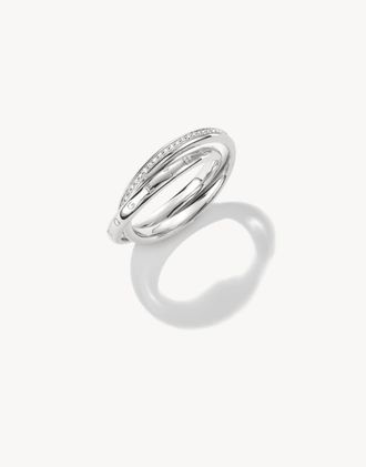Thomas Sabo Doppelring mit wei&szlig;em Zirkonia in Silber, Wei&szlig;