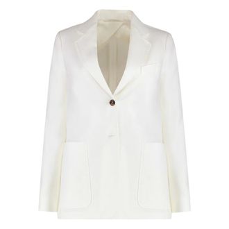 Max Mara Femme, Vestes, Blanc, Taille: 36 FR Guglia Linen Blazer