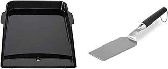 Weber 7665 Plancha Grillplatte, f&uuml;r Genesis II ab 300-Serie, schwarz & 6206 Grillwender 39 cm, f&uuml;r Fisch, Gem&uuml;se oder Pancakes, Edelstahl mit Silikongriff