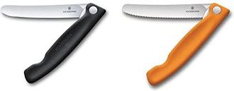 Victorinox by Swiss Army Swiss Classic Faltbares Gem&uuml;semesser, ger. Schl, schw, Blister & Swiss Classic Faltbares Gem&uuml;semesser Wellenschliff orange